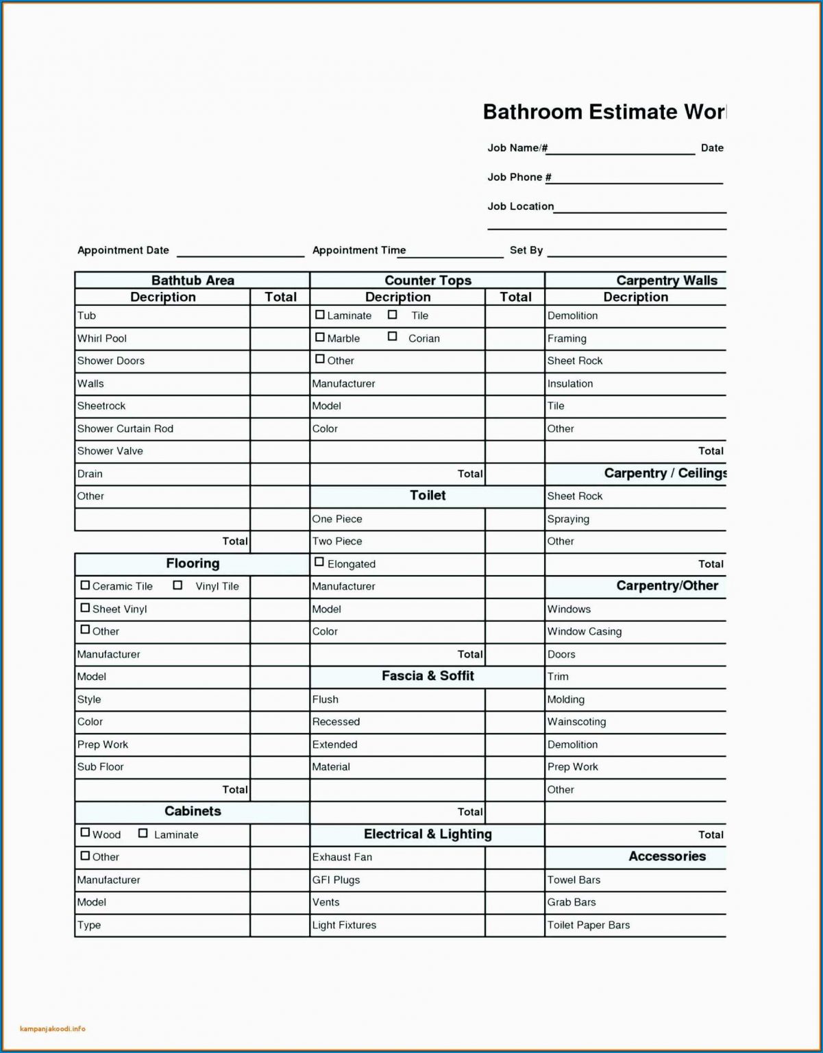 Printable Bathroom Remodel Checklist Template