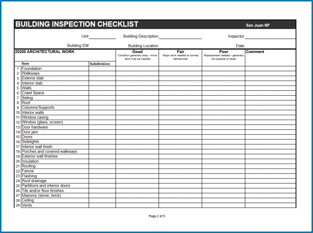 √ Free Printable Building Checklist Template | Checklist Templates