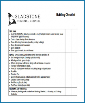 √ Free Printable Building Checklist Template | Checklist Templates