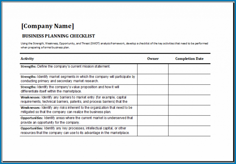 √ Free Printable Business Checklist Template | Checklist Templates