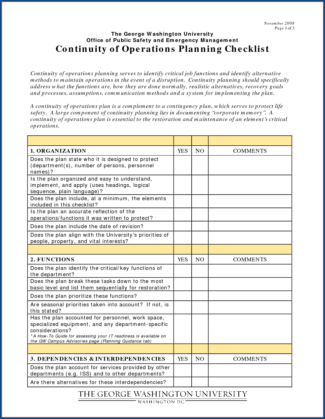 Business Continuity Plan Template Australia