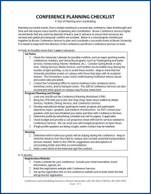 √ Free Printable Conference Planning Checklist Template | Checklist ...