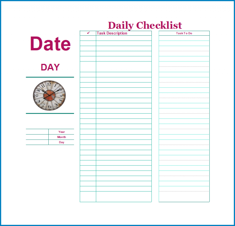 √ Accomplish Your Task with a Daily Checklist Template | Checklist ...