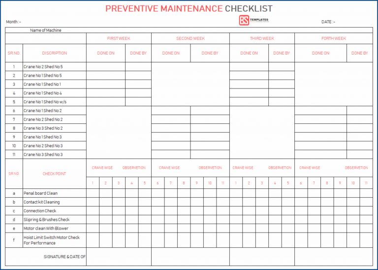 √ Free Printable Data Center Maintenance Checklist Template | Checklist ...