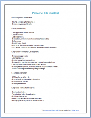 √ Free Printable Employee Files Checklist Template | Checklist Templates