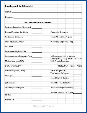 √ Free Printable Employee Files Checklist Template | Checklist Templates