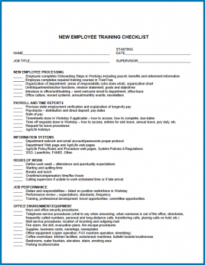 √ Free Printable Employee Training Checklist Template | Checklist Templates