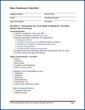 √ Free Printable Employment Checklist Template | Checklist Templates
