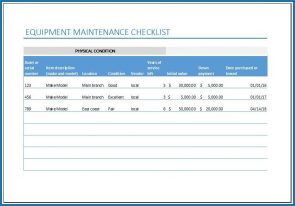√ Free Printable Equipment Checklist Template | Checklist Templates