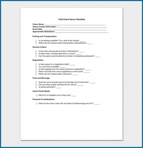 √ Free Printable Event Venue Checklist Template | Checklist Templates