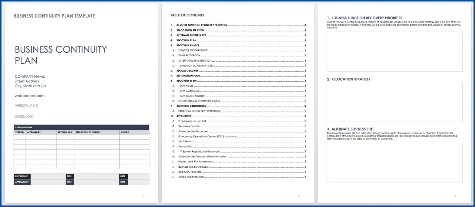 √ Free Printable Business Continuity Plan Checklist Template ...