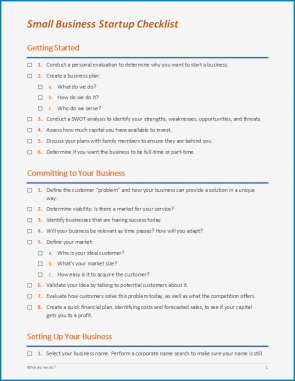 √ Free Printable Business Startup Checklist Template | Checklist Templates
