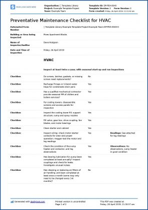 √ Free Printable HVAC Maintenance Checklist Template | Checklist Templates