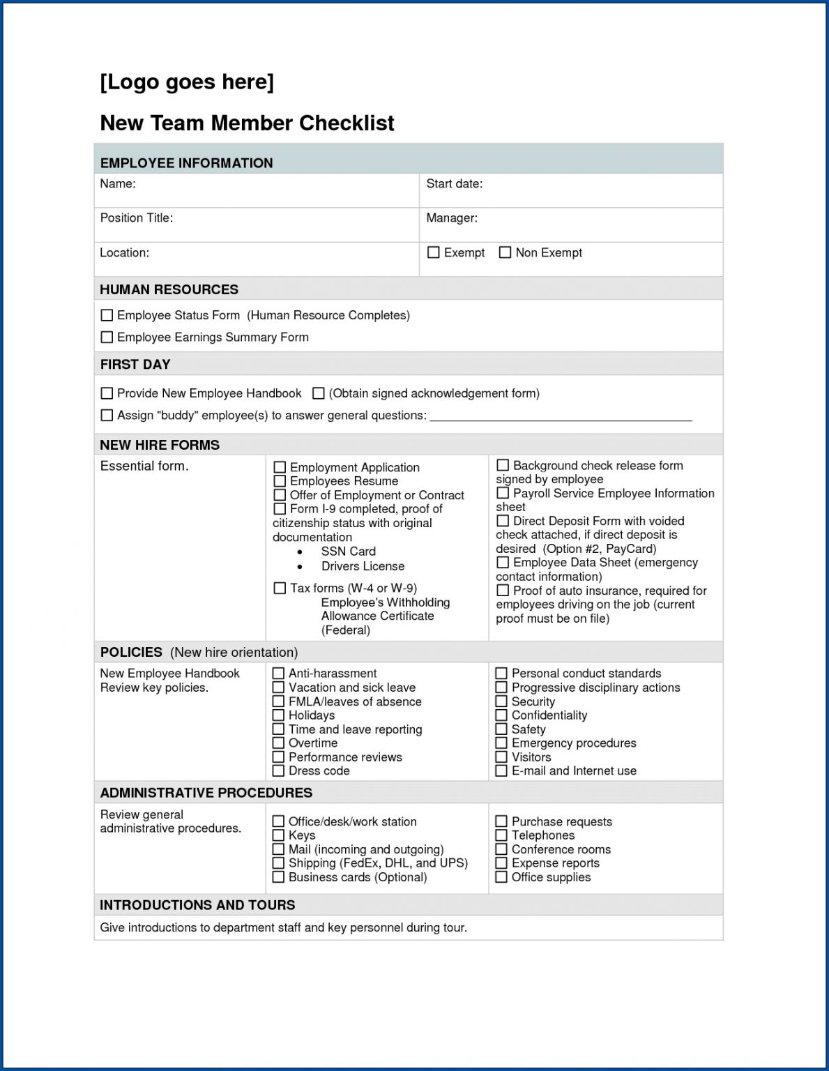 √ Free Printable Hiring Checklist Template | Checklist Templates