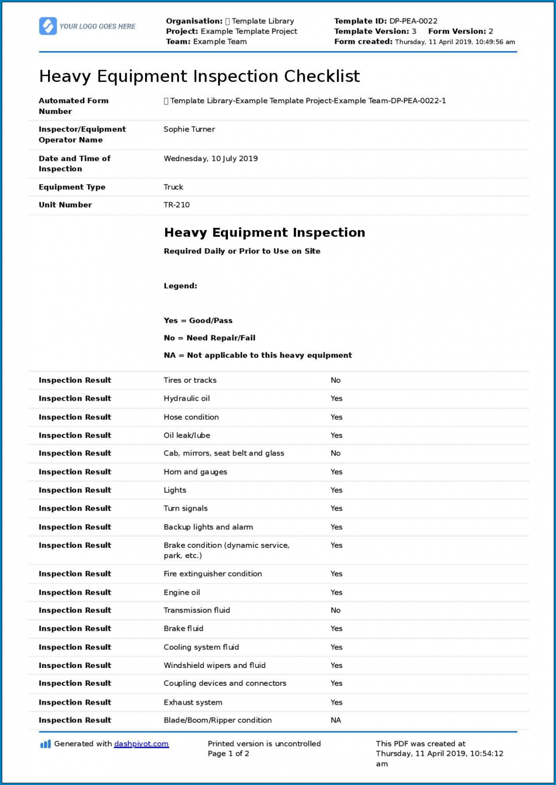 √ Free Printable Inspection Checklist Template | Checklist Templates