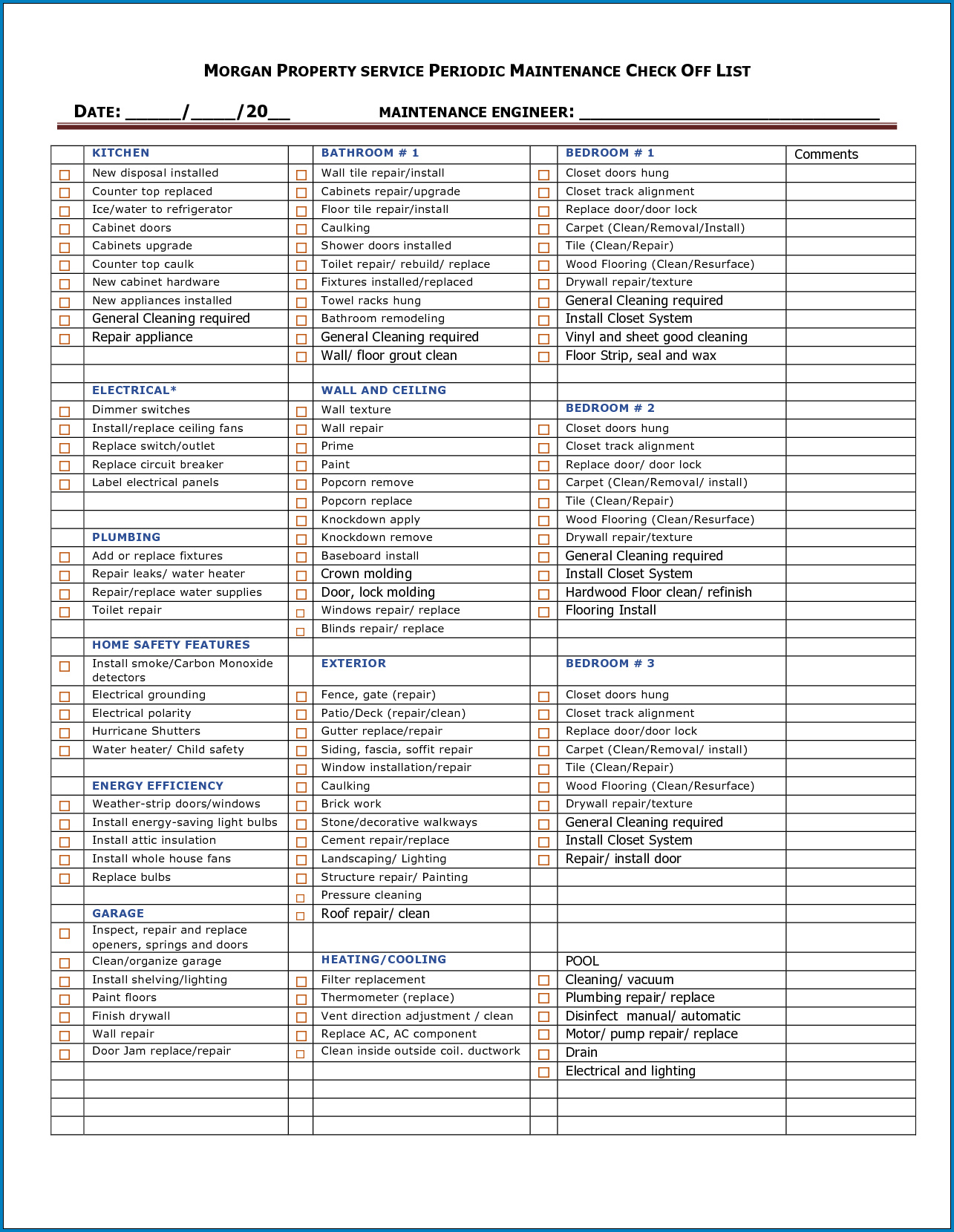  Free Printable Janitorial Inspection Checklist Template Checklist 