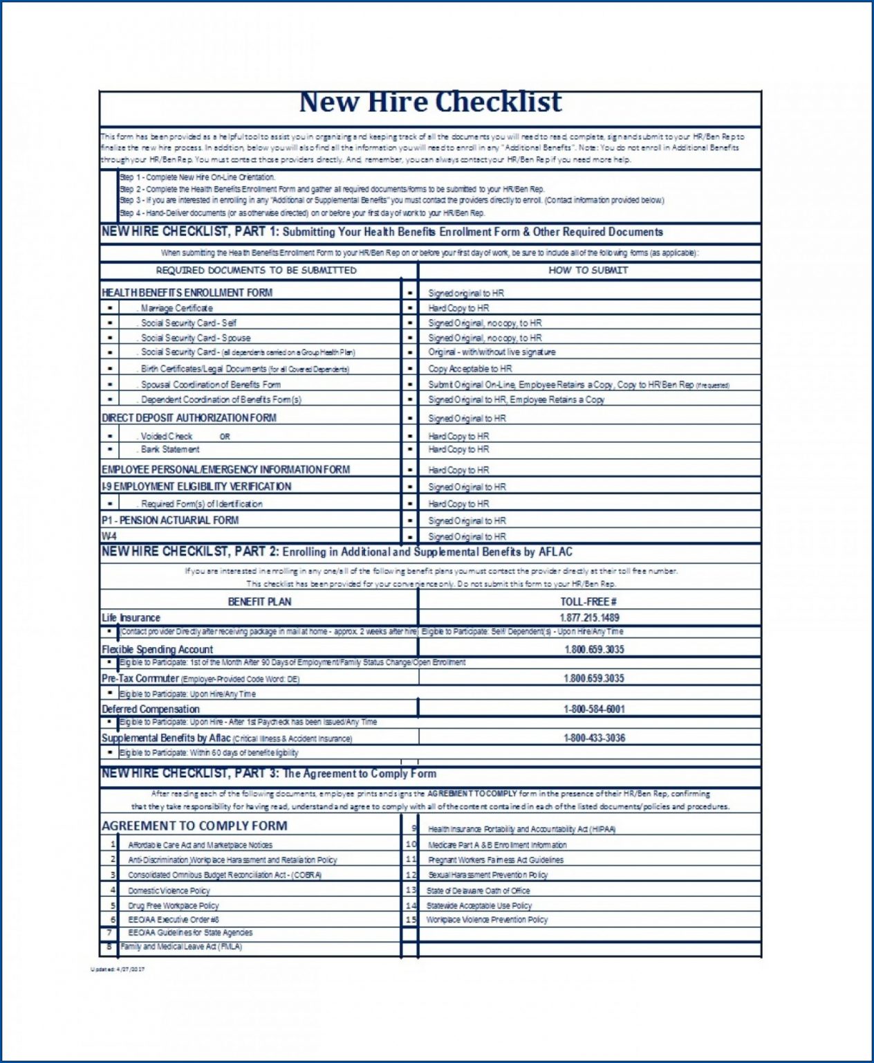 √ Free Printable New Hire Employee Checklist Template | Checklist Templates