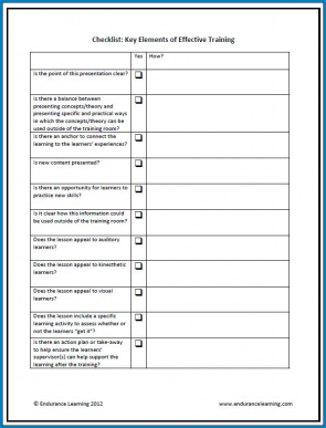 √ Free Printable Trainer Checklist Template | Checklist Templates