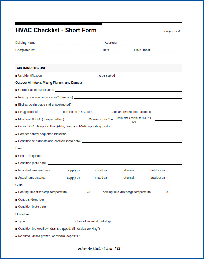  Free Printable HVAC Maintenance Checklist Template Checklist Templates