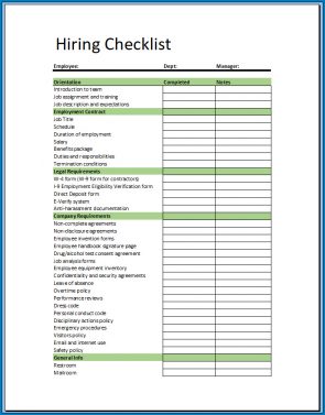 √ Free Printable Hiring Checklist Template | Checklist Templates