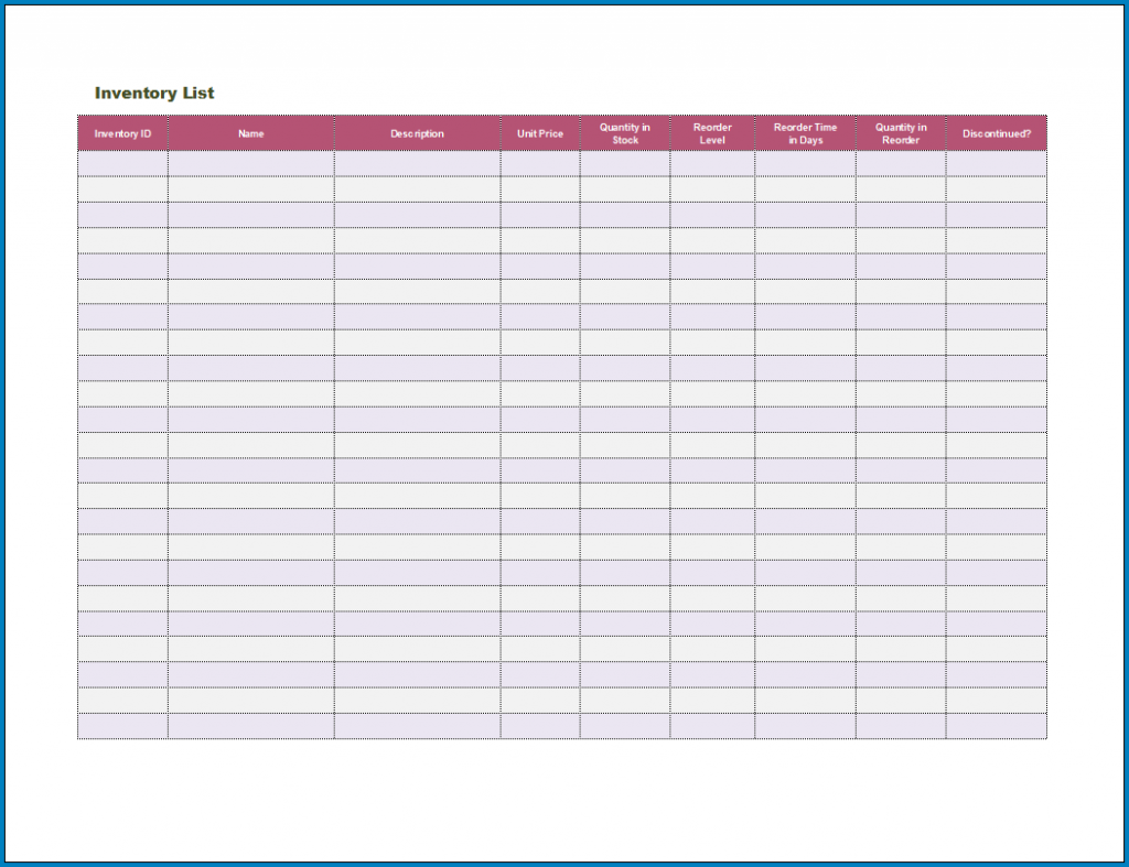 √ Free Printable Inventory Checklist Template | Checklist Templates