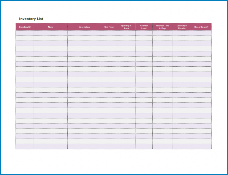 √ Free Printable Inventory Checklist Template | Checklist Templates