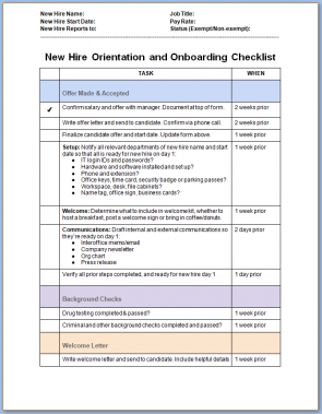√ Free Printable New Employee Onboarding Checklist Template | Checklist ...