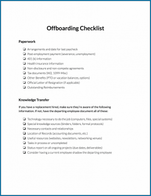 √ Free Printable Offboarding Checklist Template | Checklist Templates