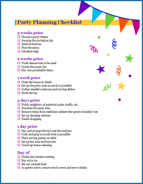 √ Free Printable Party Planner Checklist Template | Checklist Templates