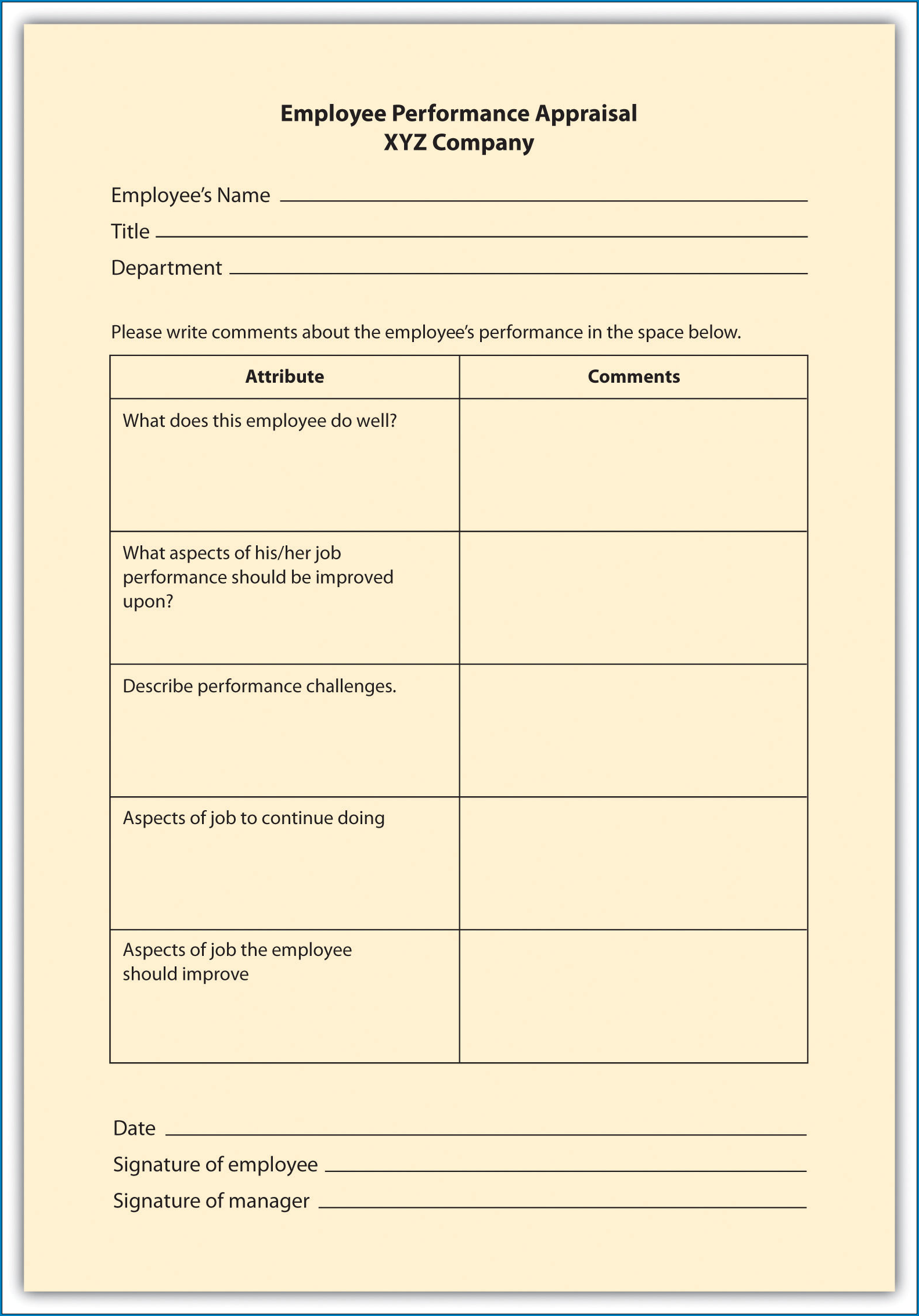  Free Printable Performance Review Checklist Template Checklist 