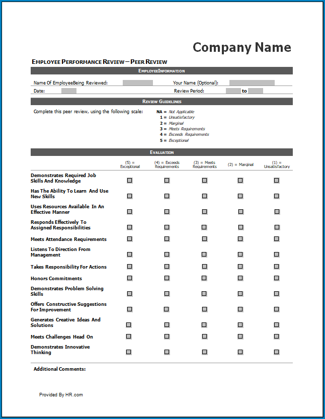  Free Printable Performance Review Checklist Template Checklist 