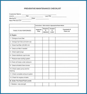 √ Free Printable Preventative Maintenance Checklist Template ...