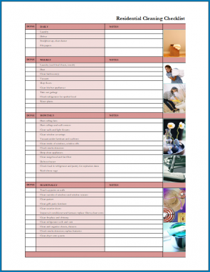 √ Free Printable Residential Cleaning Checklist Template | Checklist ...