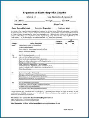 √ Free Printable Residential Electrical Inspection Checklist Template ...