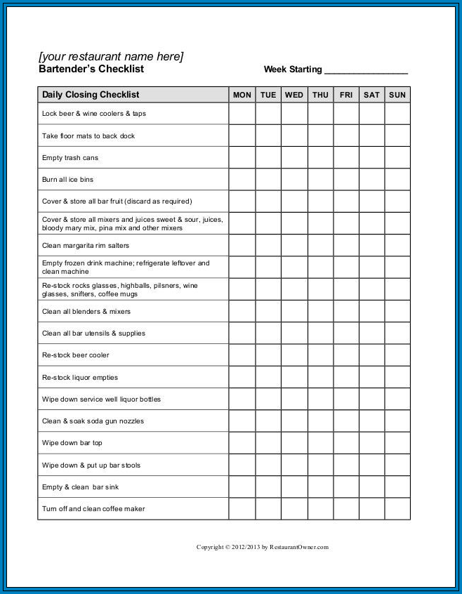 10 Restaurant Kitchen Cleaning Checklist Template Template Guru