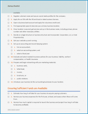 √ Free Printable Business Startup Checklist Template | Checklist Templates