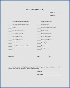 √ Free Printable Fleet Vehicle Checklist Template | Checklist Templates