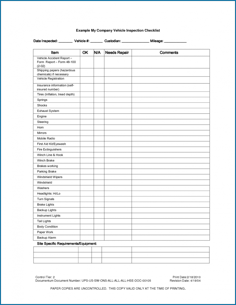 √ Free Printable Inspection Checklist Template | Checklist Templates