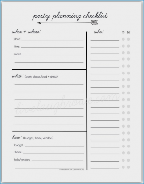 √ Free Printable Party Checklist Template | Checklist Templates