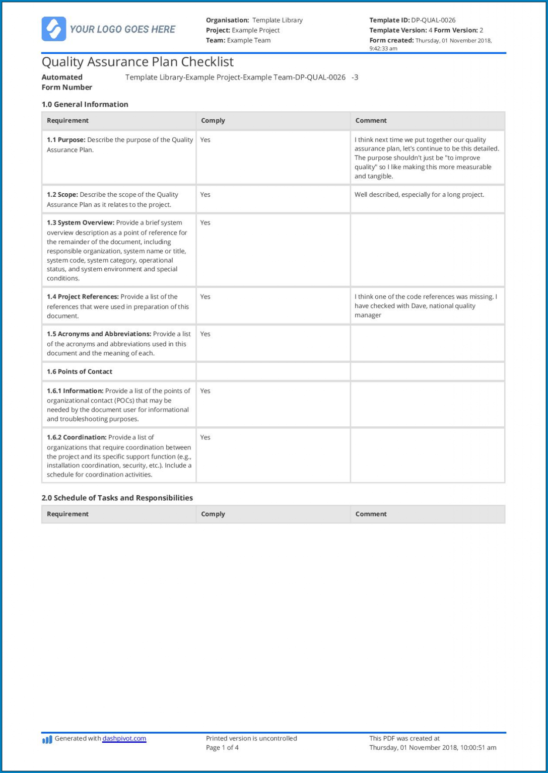 √ Free Printable Quality Assurance Checklist Template | Checklist Templates