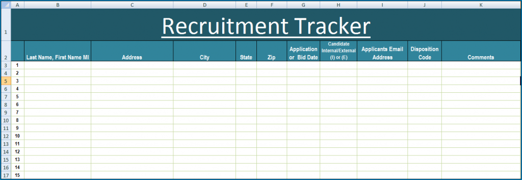 √ Free Printable Recruitment Template Excel | Checklist Templates