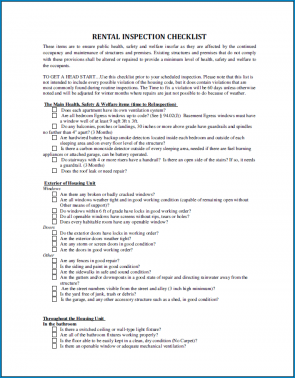 √ Rental Inspection Checklist Template | Checklist Templates