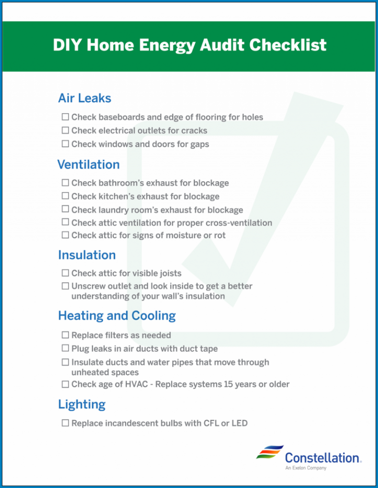√ Free Printable Residential Energy Audit Checklist Template ...