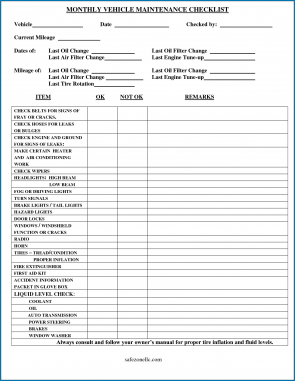 √ Free Printable Truck Maintenance Checklist Template | Checklist Templates