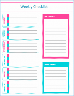 √ Free Printable Weekly Checklist Template | Checklist Templates