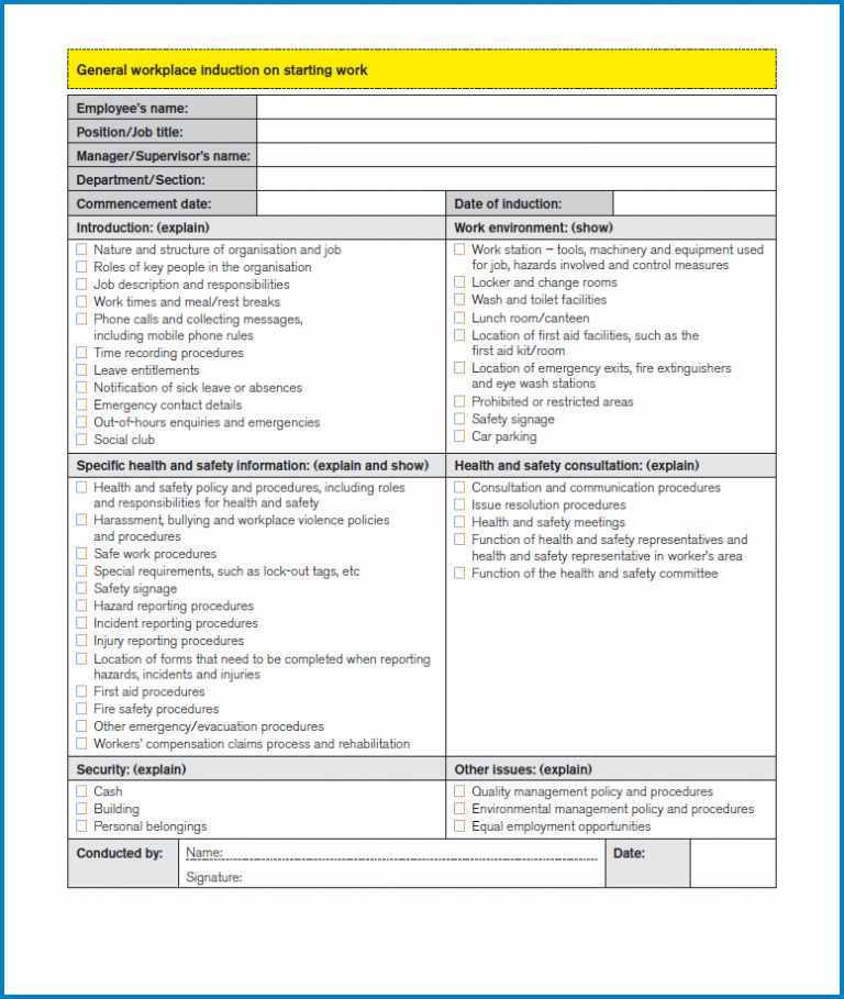 √ Free Printable Training Checklist Template | Checklist Templates