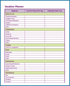 √ Free Printable Vacation Checklist Template | Checklist Templates