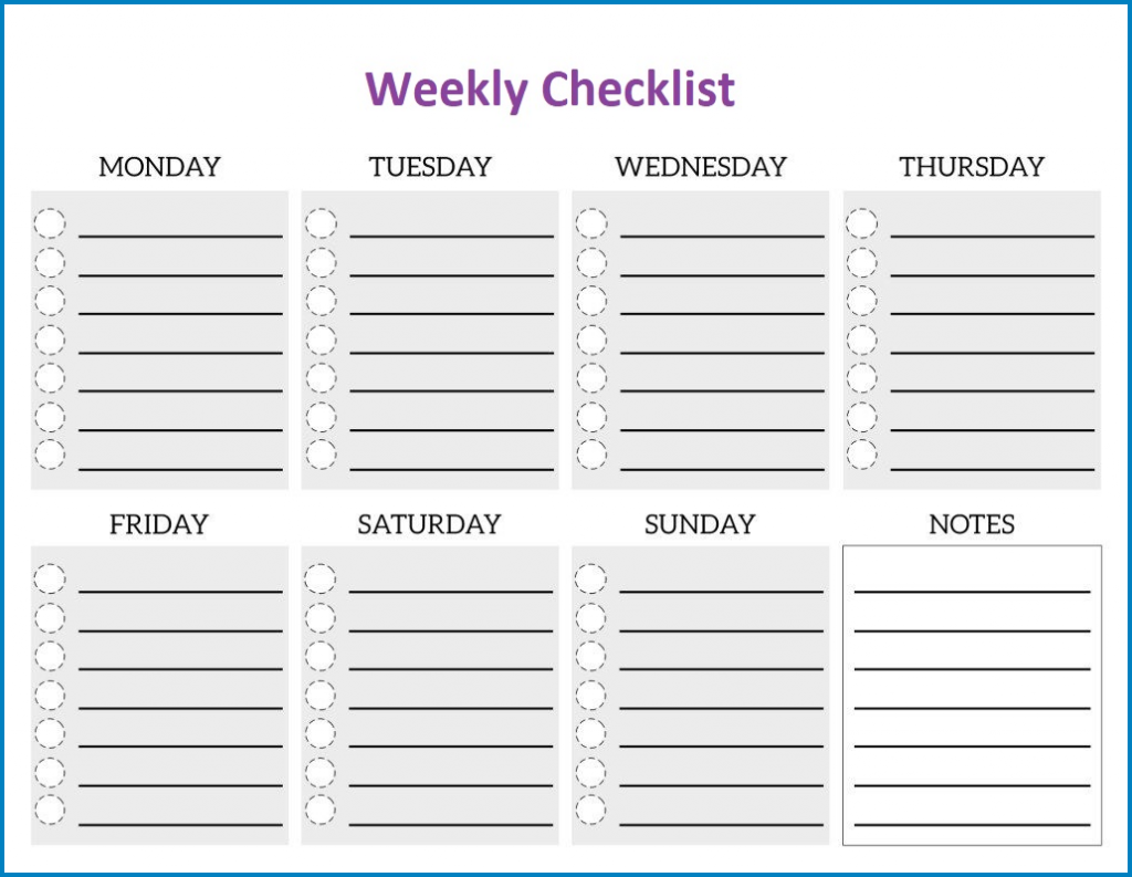 √ Free Printable Weekly Checklist Template | Checklist Templates